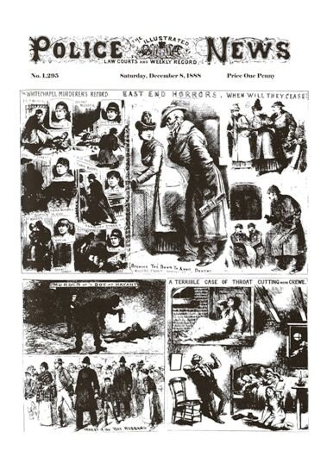 Antique Victorian Police News Newspaper Jack the Ripper 1 A3 Poster ...
