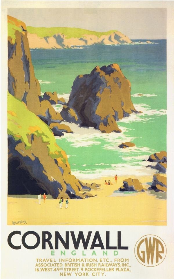 Vintage GWR Cornwall Coast US Edition Railway Poster A4/A3/A2/A1 Print ...