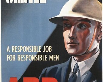 Vintage WW2 ARP Air Raid Warden Recruitment Poster A3/A2/A1 Print - Etsy UK