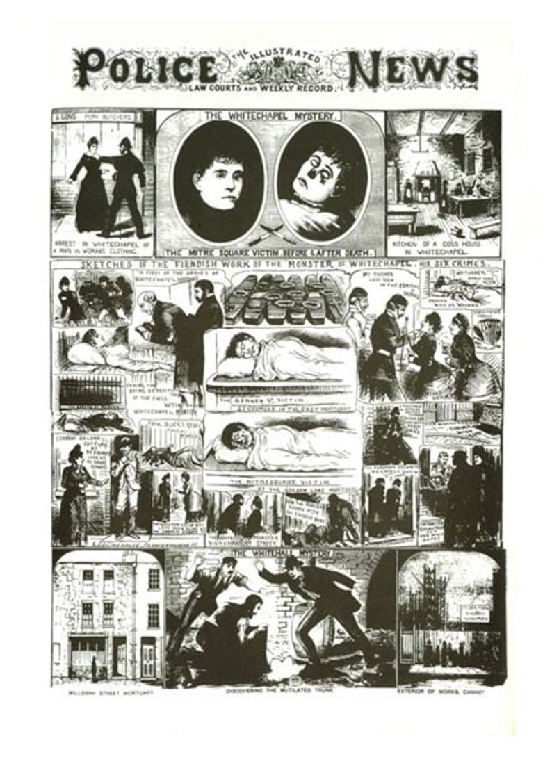Antique Victorian Police News Newspaper Jack the Ripper 4 A3 Poster ...
