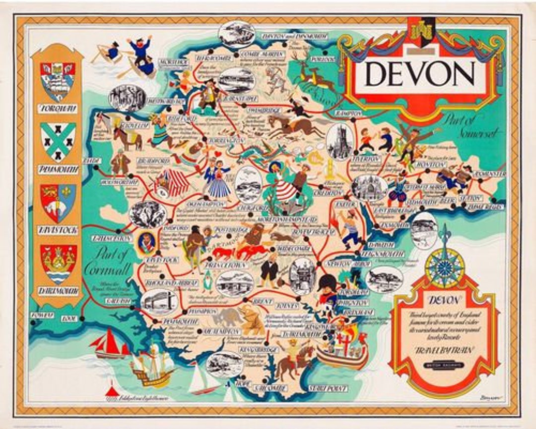 Vintage British Rail Map of Devon Railway Poster A3/A4 - Etsy