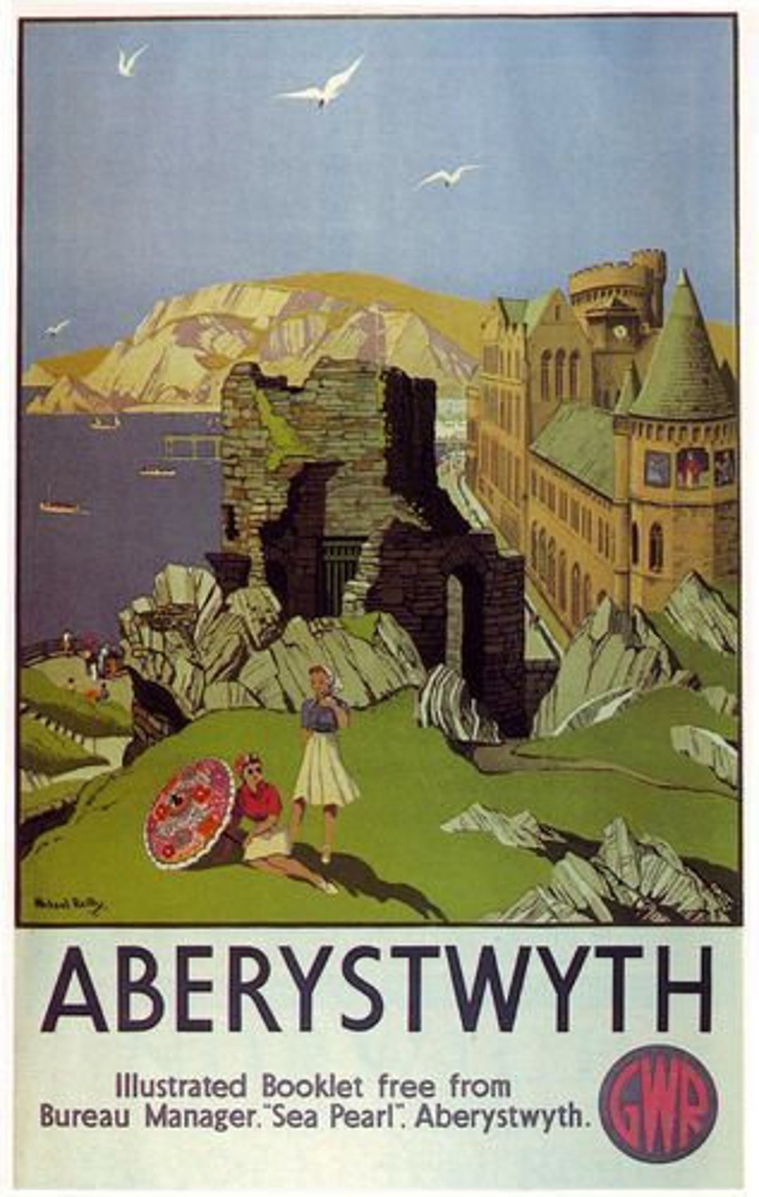 1930's Gwr Aberystwyth Railway Poster Print A3/a4 - Etsy