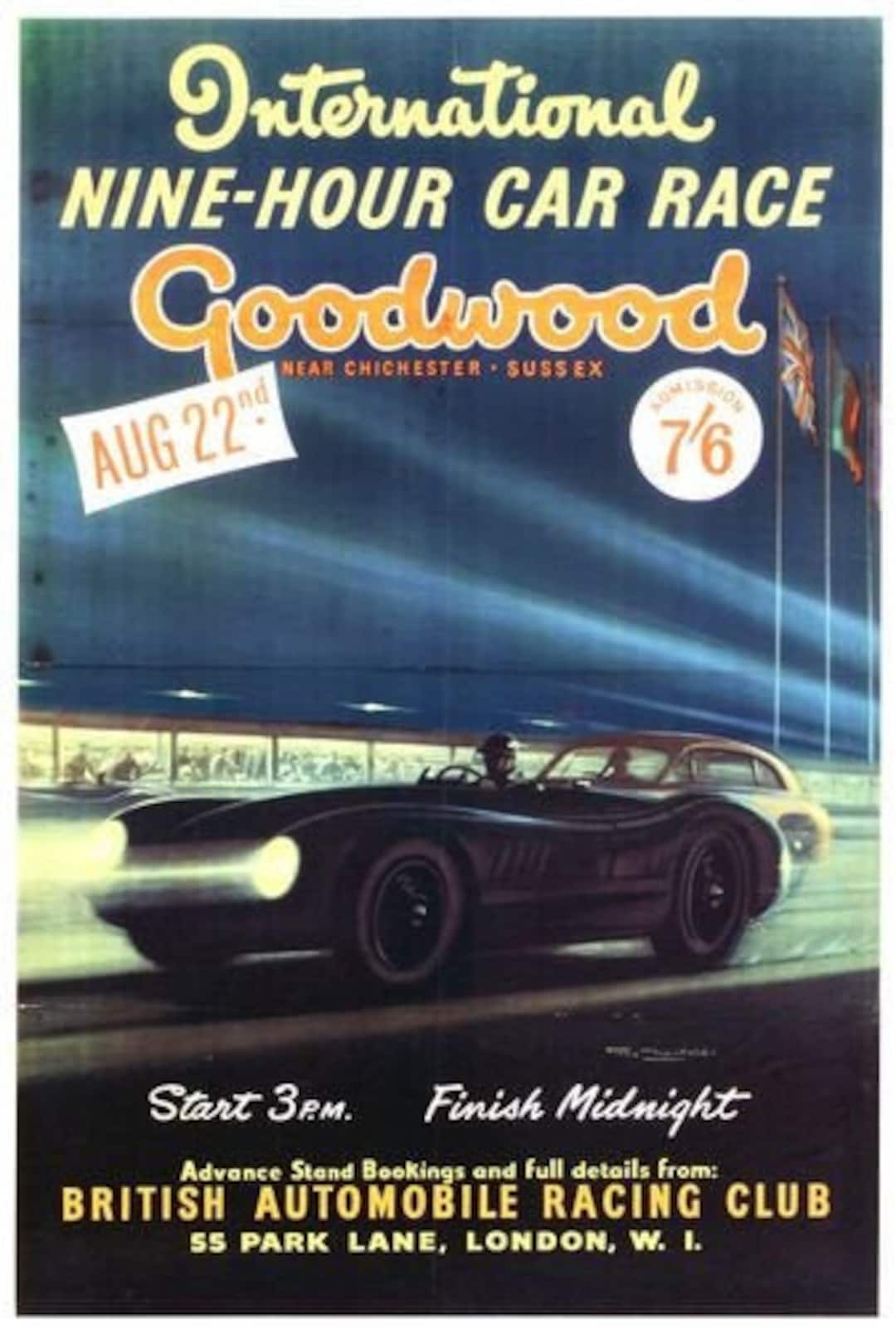 Vintage Goodwood Motor Racing Poster A3/A4 Print - Etsy