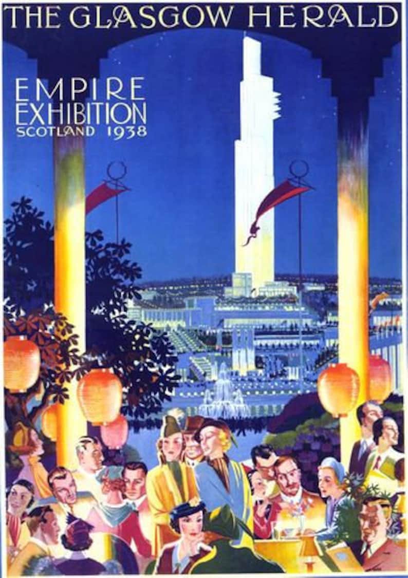 Vintage 1938 Glasgow Empire Exhibition Scotland Poster A3/A4 Print - Etsy