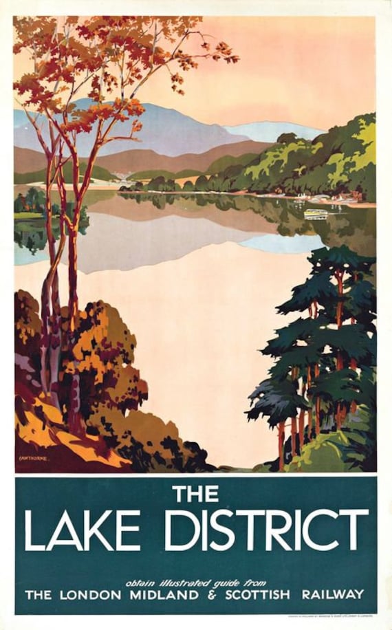 Vintage LMS Lake District Railway Poster Print A3/A4 | Etsy