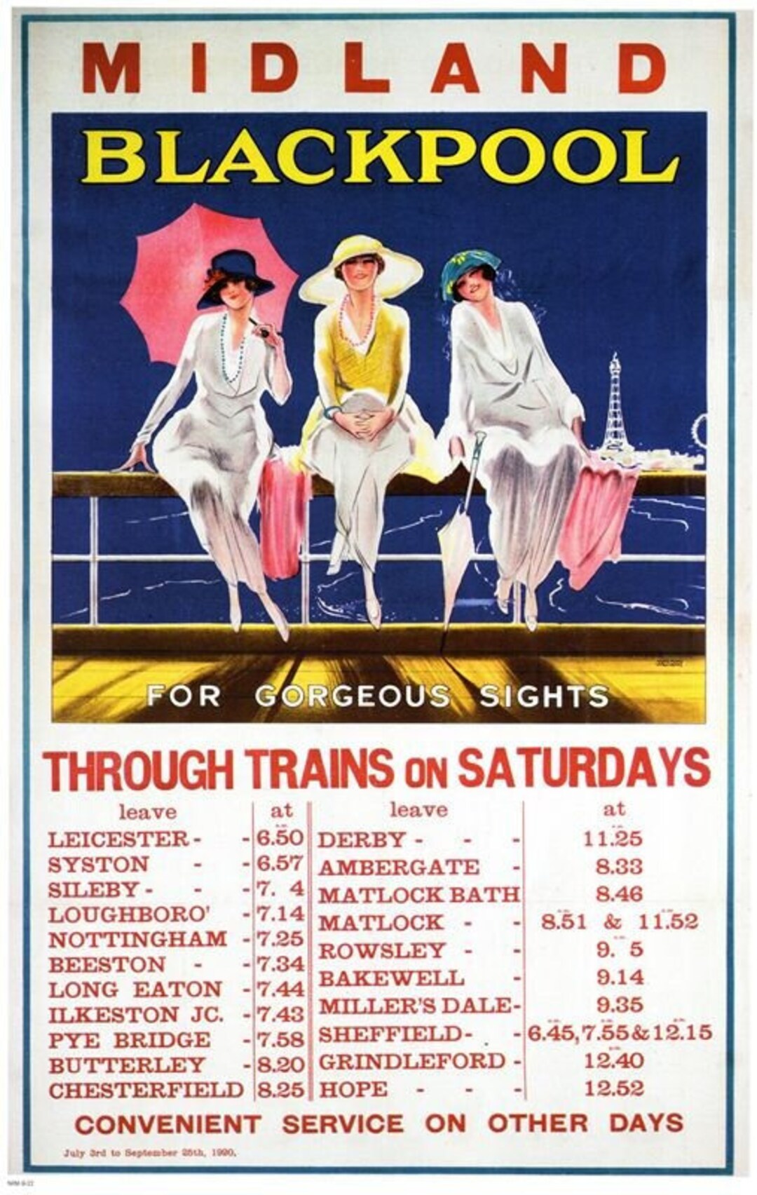 Vintage Midland Railway Excursions to Blackpool Railway Poster A4/A3/A2 ...
