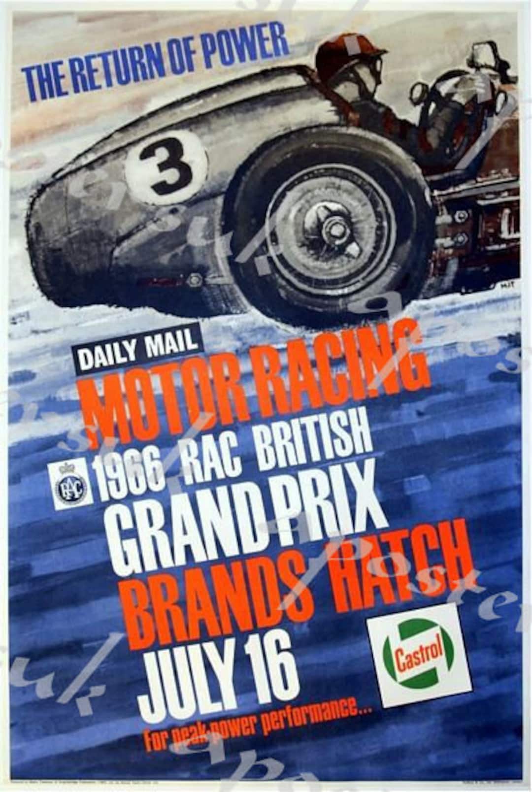 1966 British Grand Prix Motor Racing Poster A3/a4 Print - Etsy
