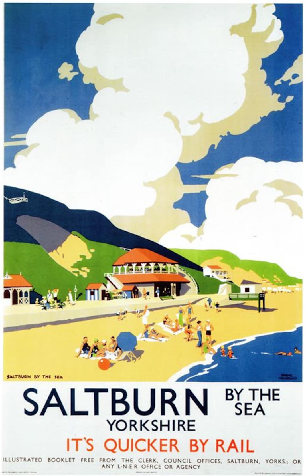Vintage LNER Saltburn by the Sea Yorkshire Railway Poster A4/A3/A2/A1 ...