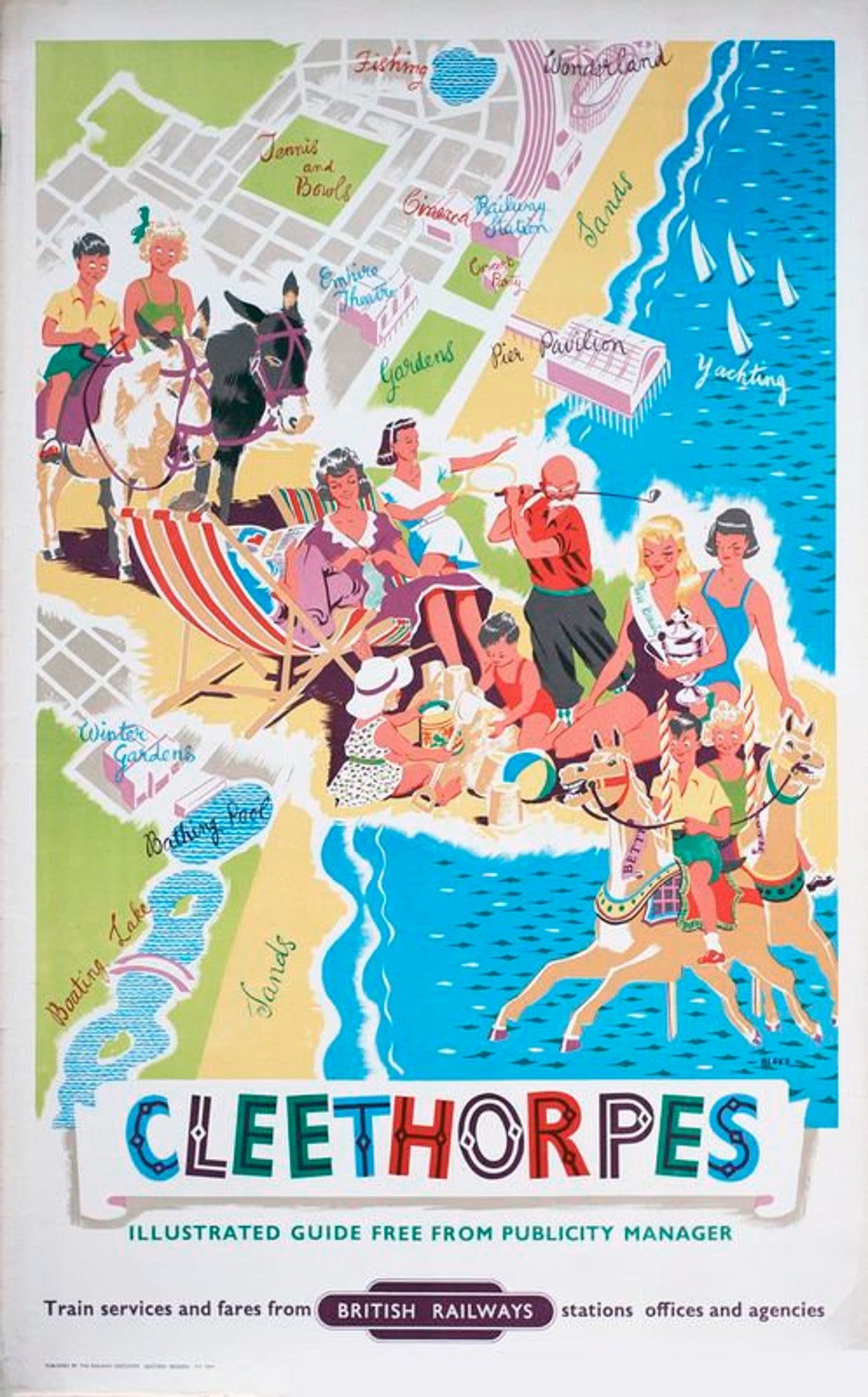 Vintage British Rail Cleethorpes Railway Poster Print A3/A4 - Etsy
