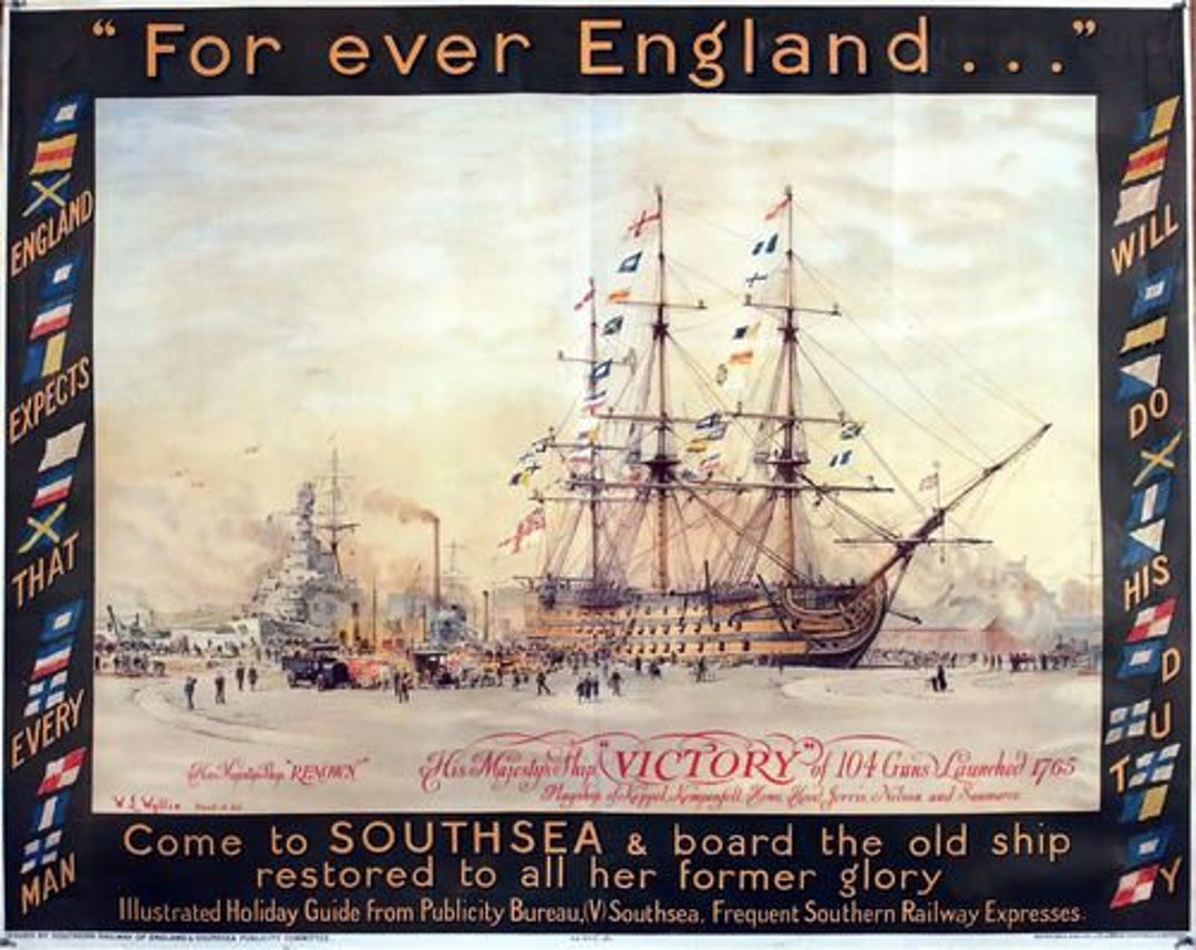 Vintage Southern Railway Southsea HMS Victory Forever England Railway ...