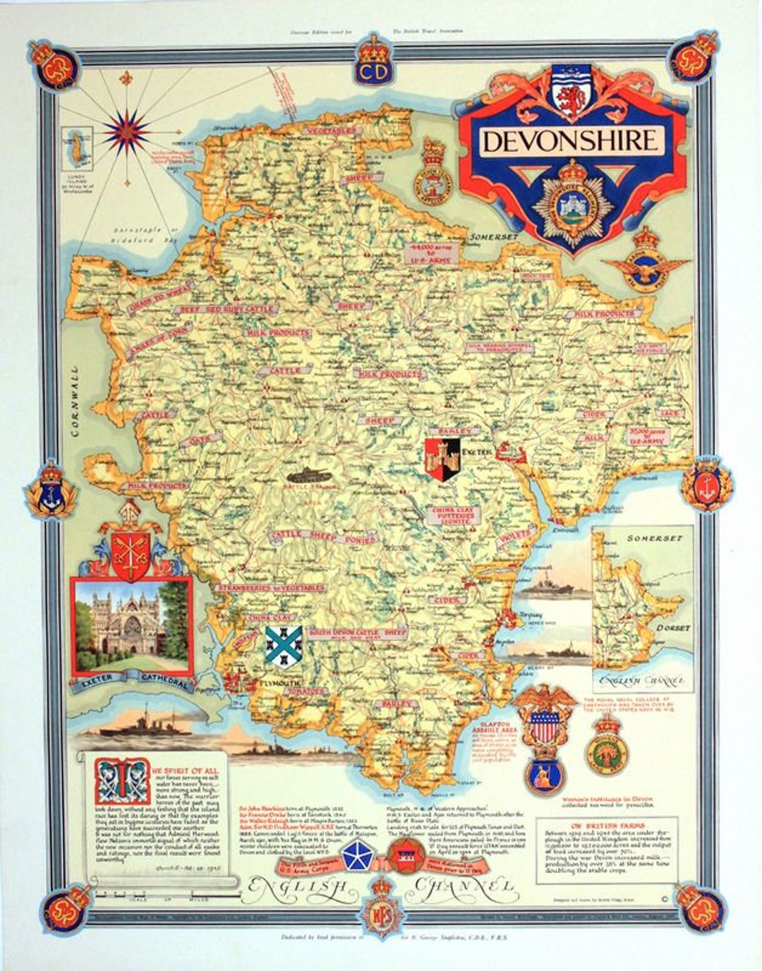 Vintage Tourist Map of Devon Poster Print A3/A4 - Etsy