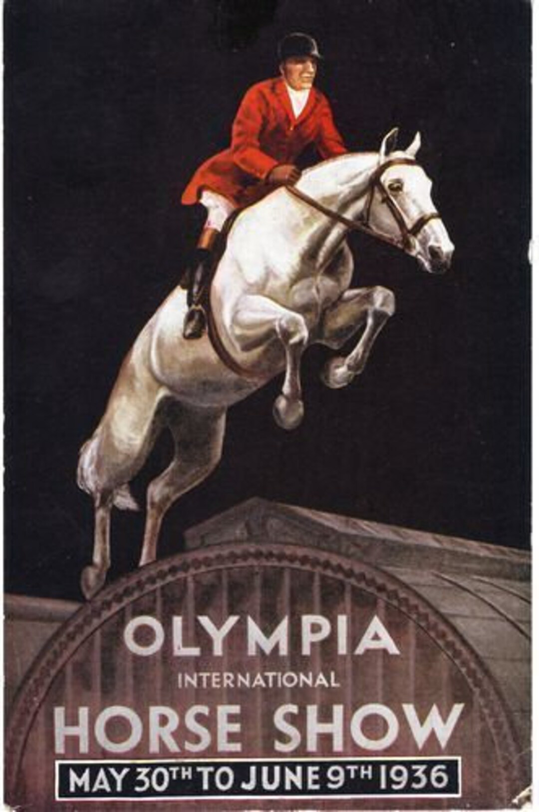 1936 International Horse Show Olympia Show Jumping Poster Print A3/a4 ...