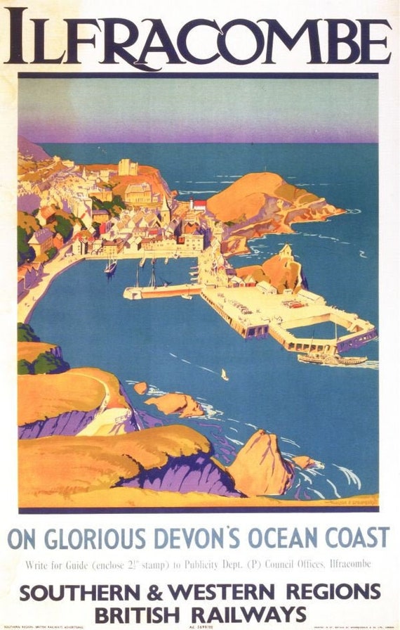 Vintage British Rail Ilfracombe Devon Railway Poster | Etsy