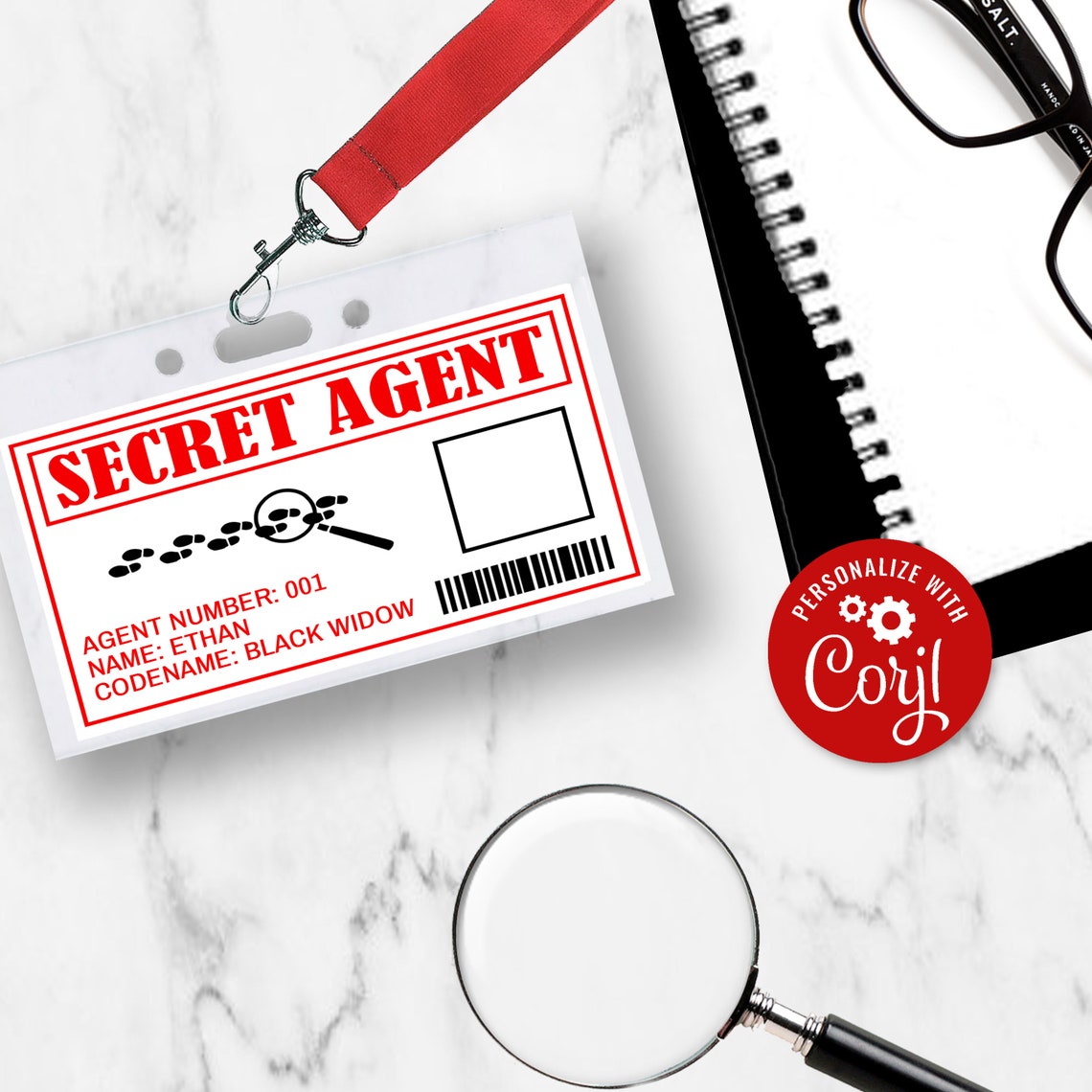 Spy Secret Agent ID Badge Editable Top Secret Badge Secret - Etsy