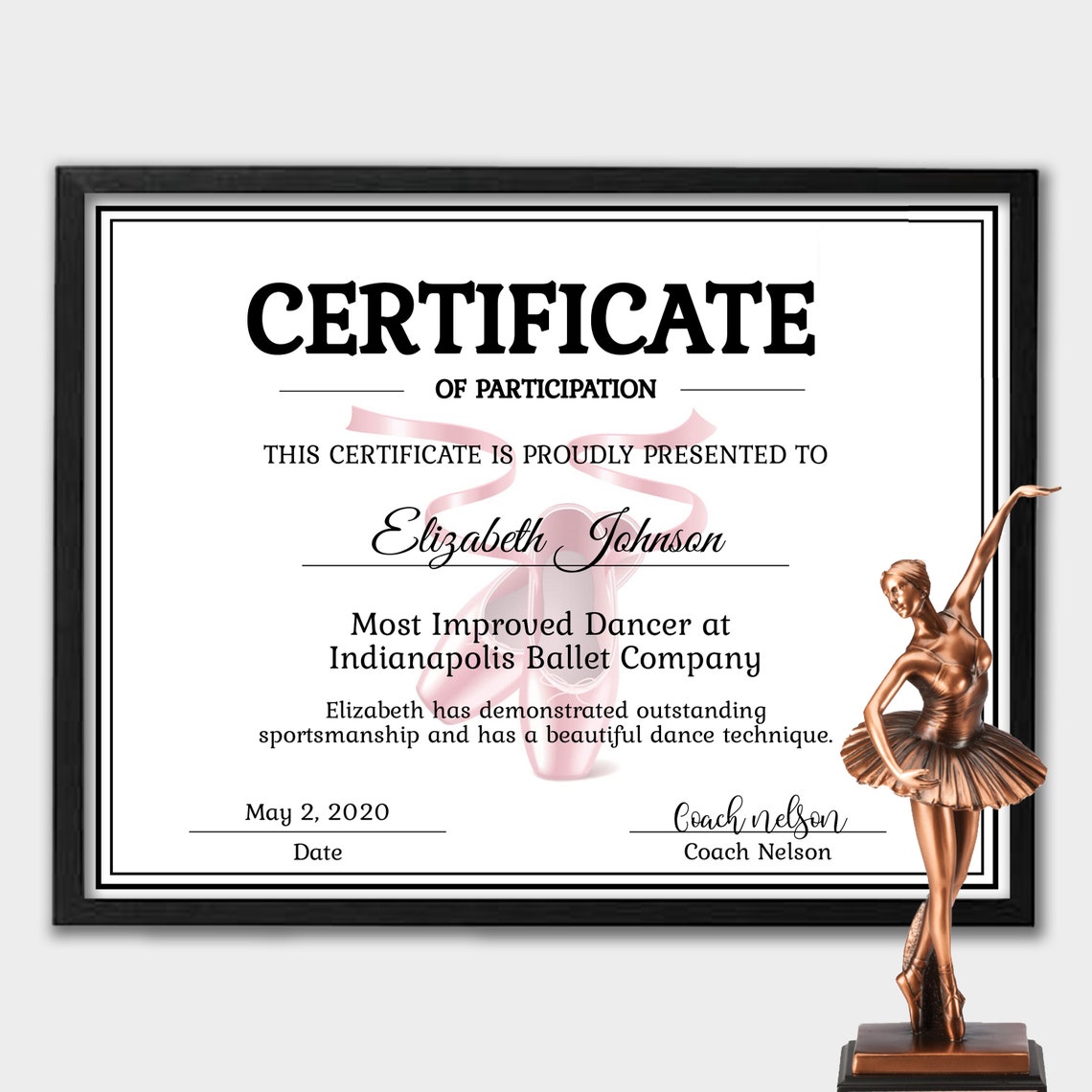 Editable Ballet Certificate Template - Instant Download Dance ...