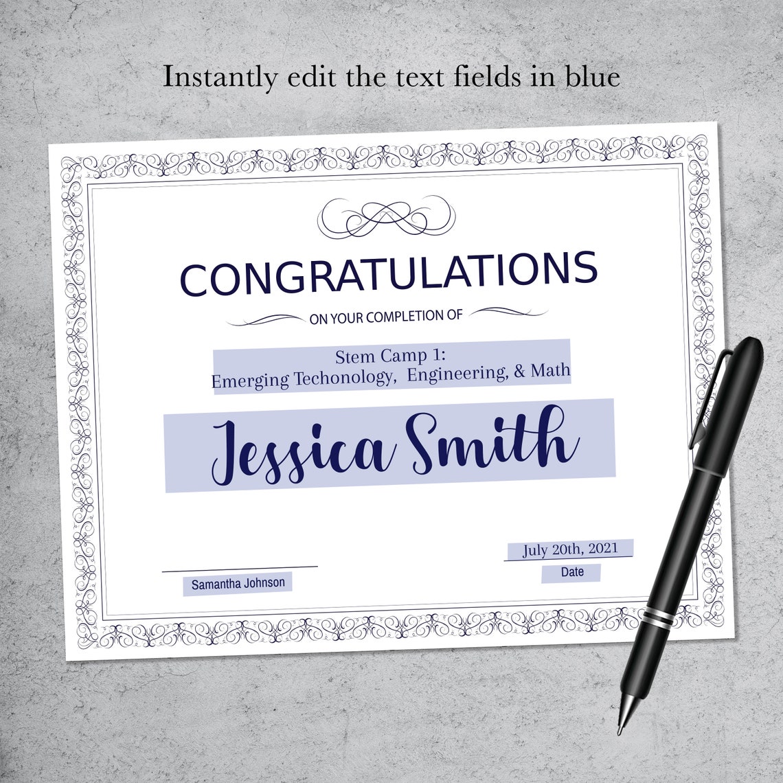 Printable Certificate Template Instant Download Certificate | Etsy