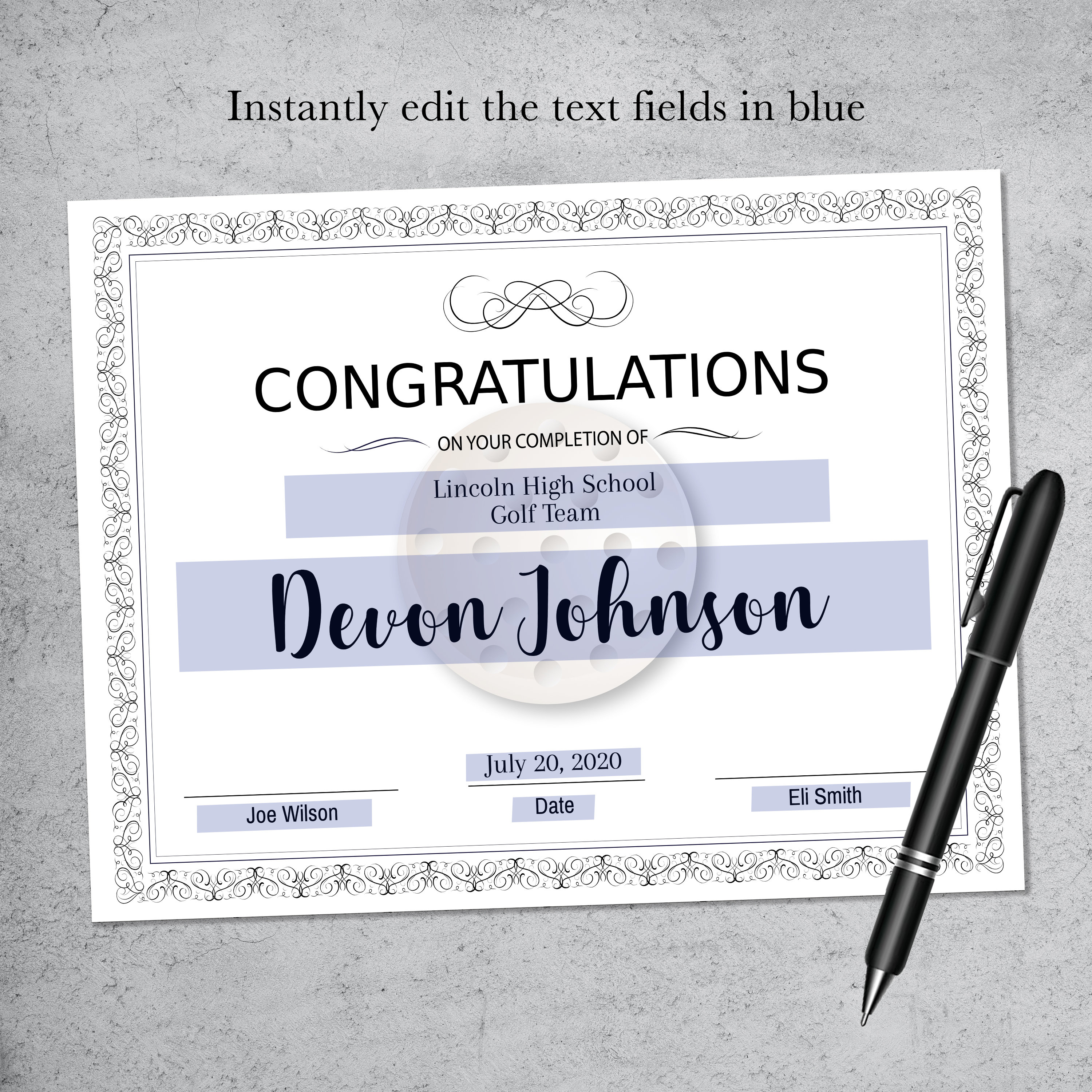 Editable Golf Certificate Template Printable Golf Award | Etsy