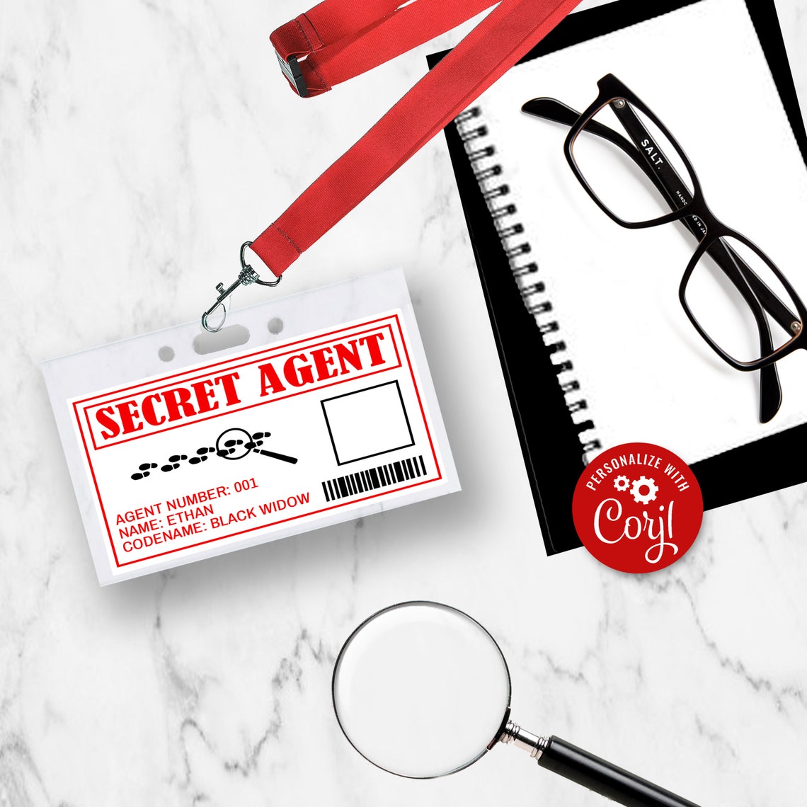 Spy Secret Agent ID Badge Editable Top Secret Badge Secret - Etsy