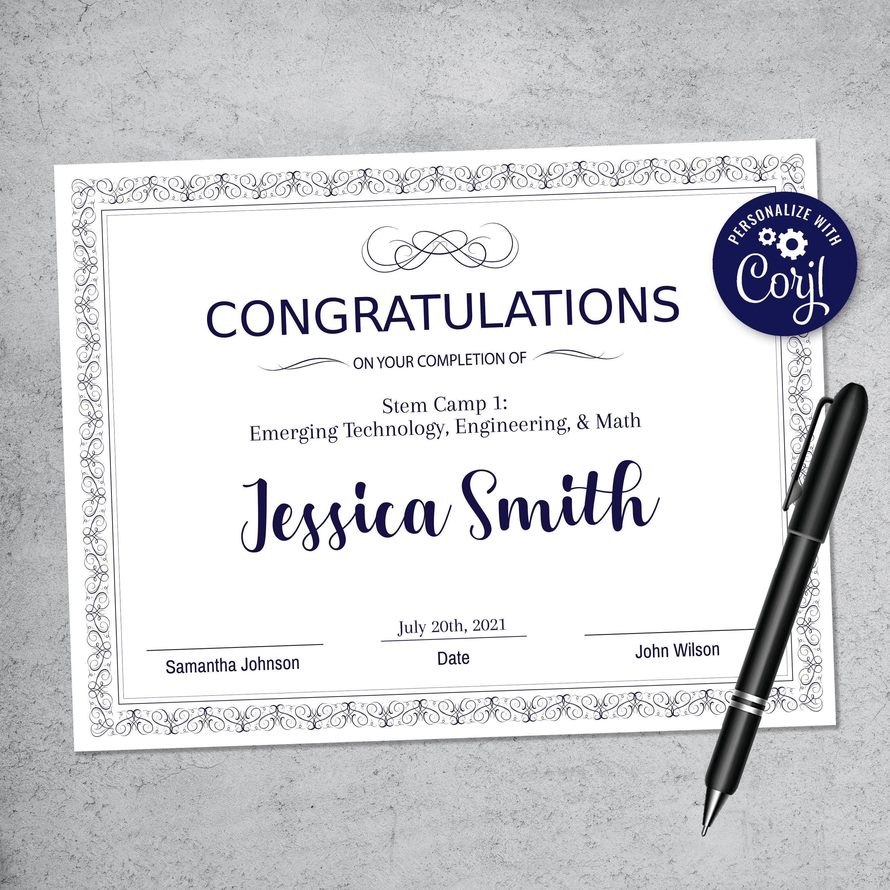 Printable Certificate Template Instant Download Certificate - Etsy