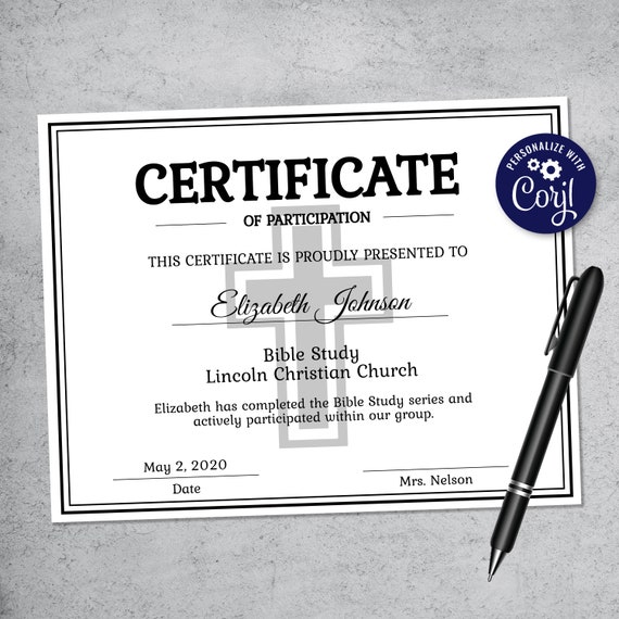Editable Bible Study Certificate Template Printable | Etsy