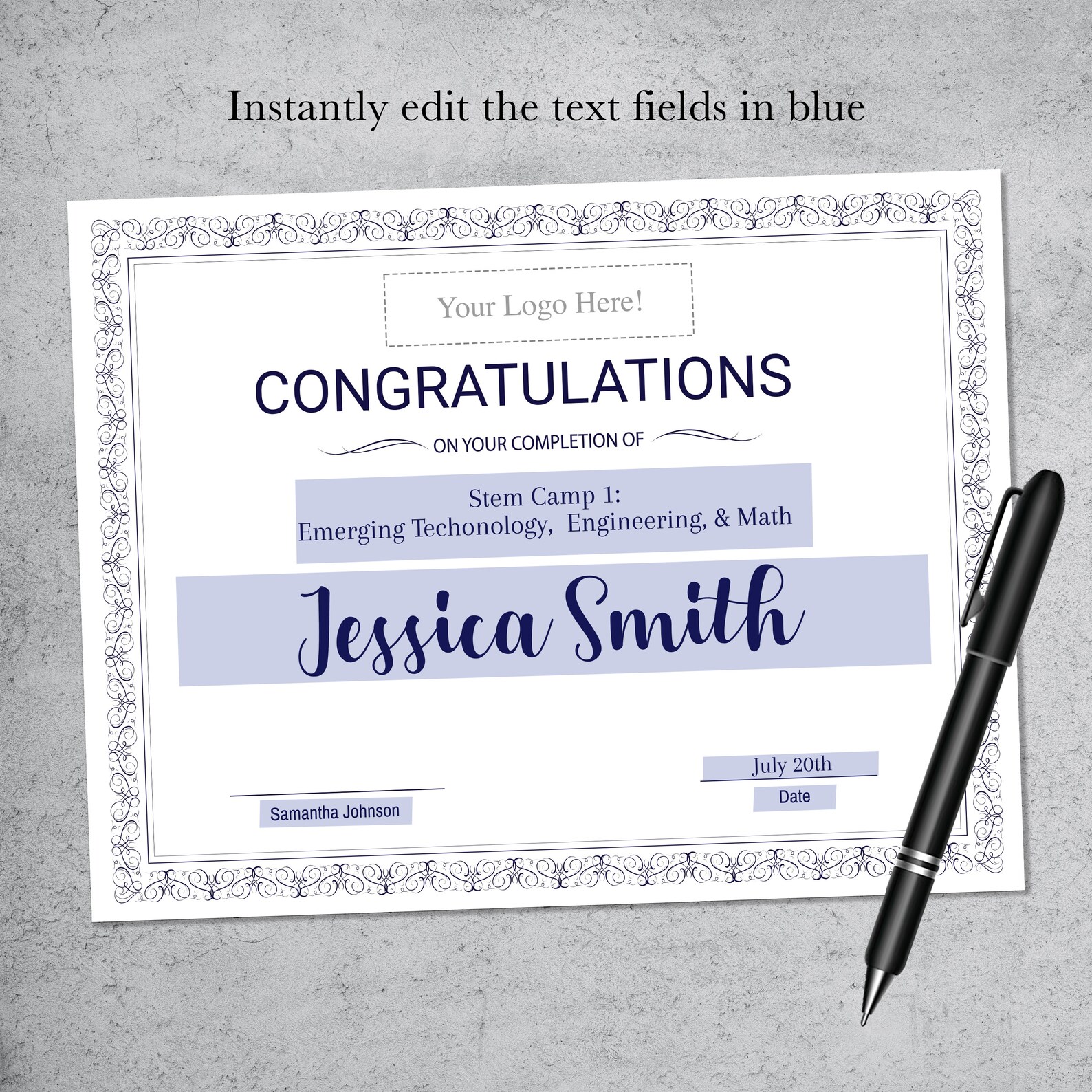 Editable Logo Certificate Template Printable Certificate - Etsy