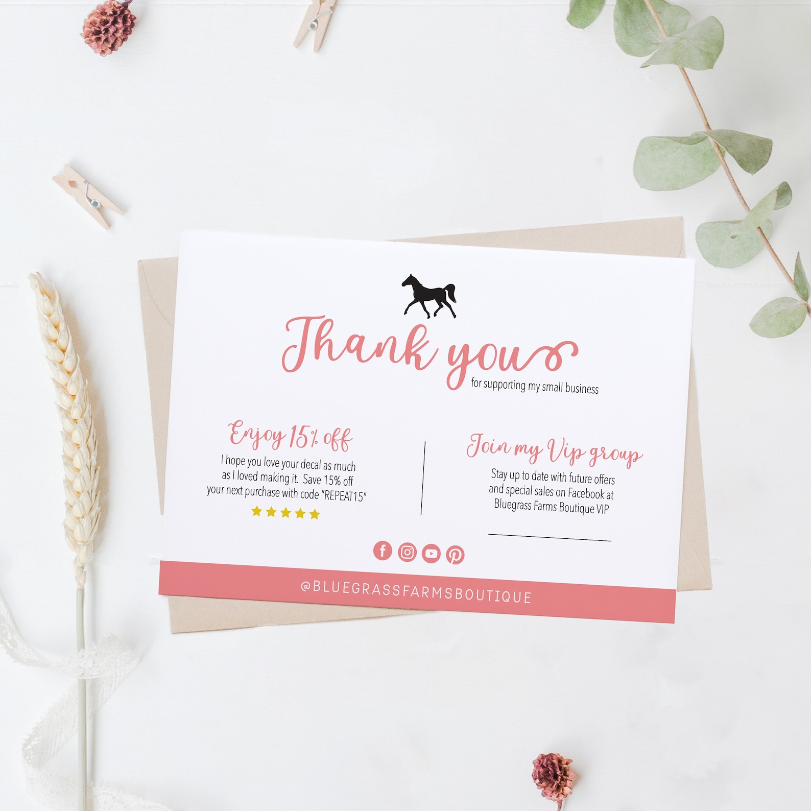 50 Custom Thank You Small Business Card Inserts - Customer Appreciation ...