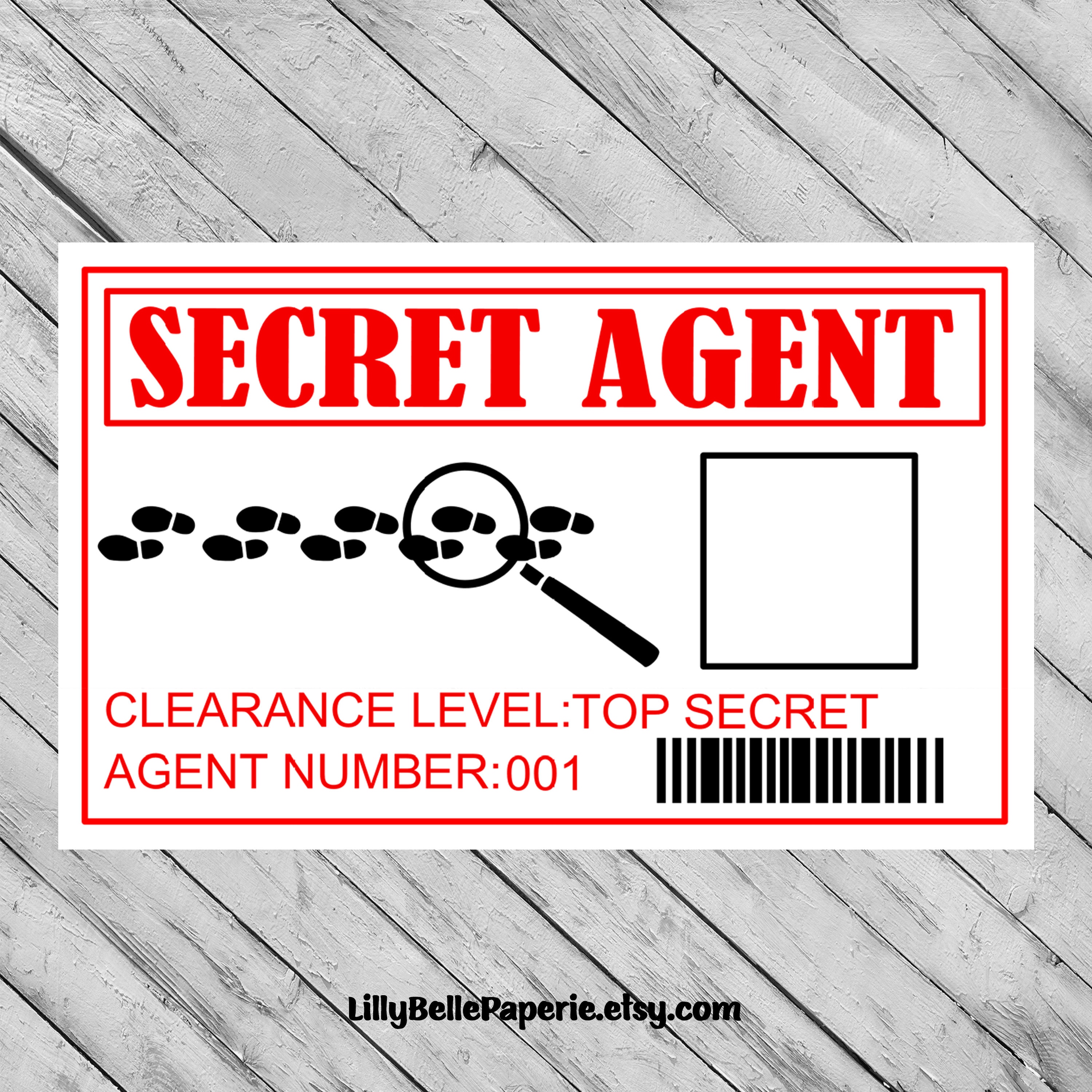 Spy Secret Agent ID Badge Top Secret Badge Secret Agent ID | Etsy