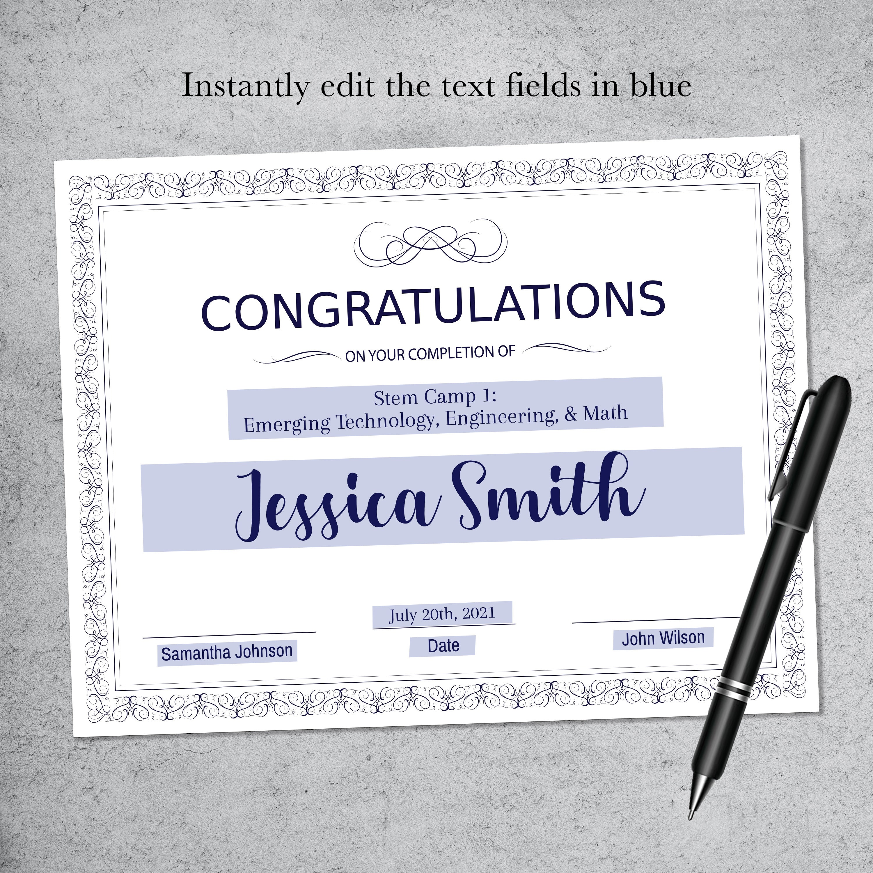 Printable Certificate Template Instant Download Certificate | Etsy