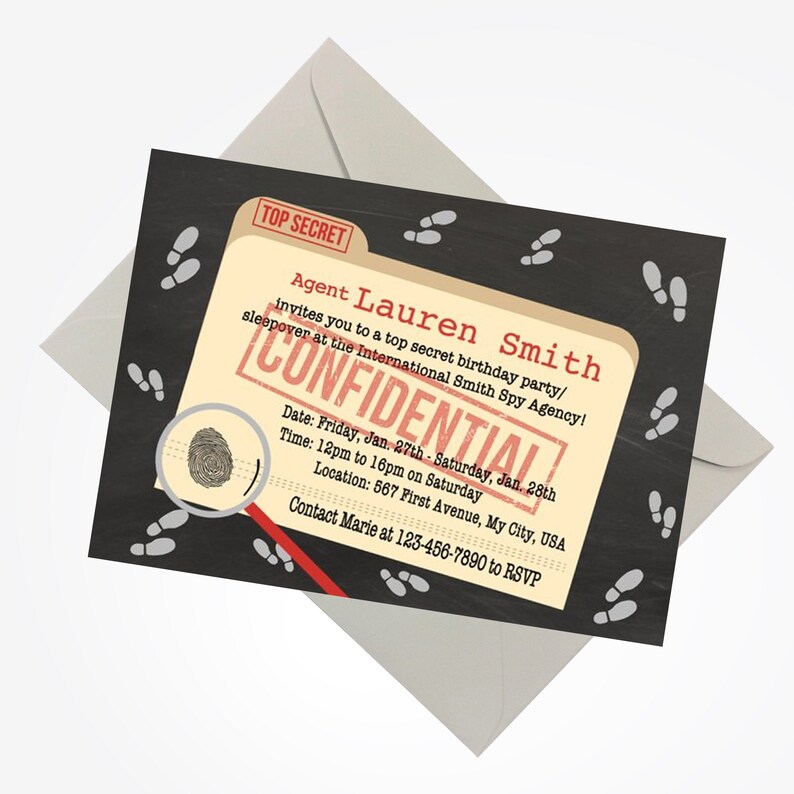 Printable Spy Invitation Party for Kids Birthday Party - Detective ...