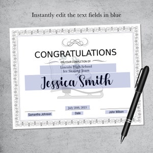 Editable Ice Skating Certificate Template - Printable Certificate ...