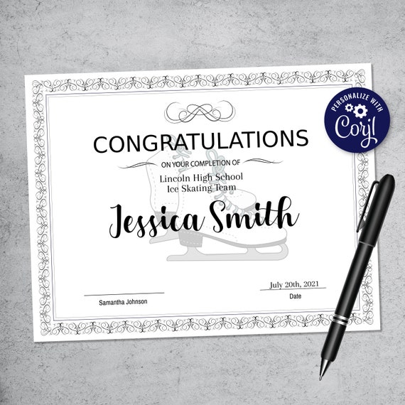 Editable Ice Skating Certificate Template Printable | Etsy