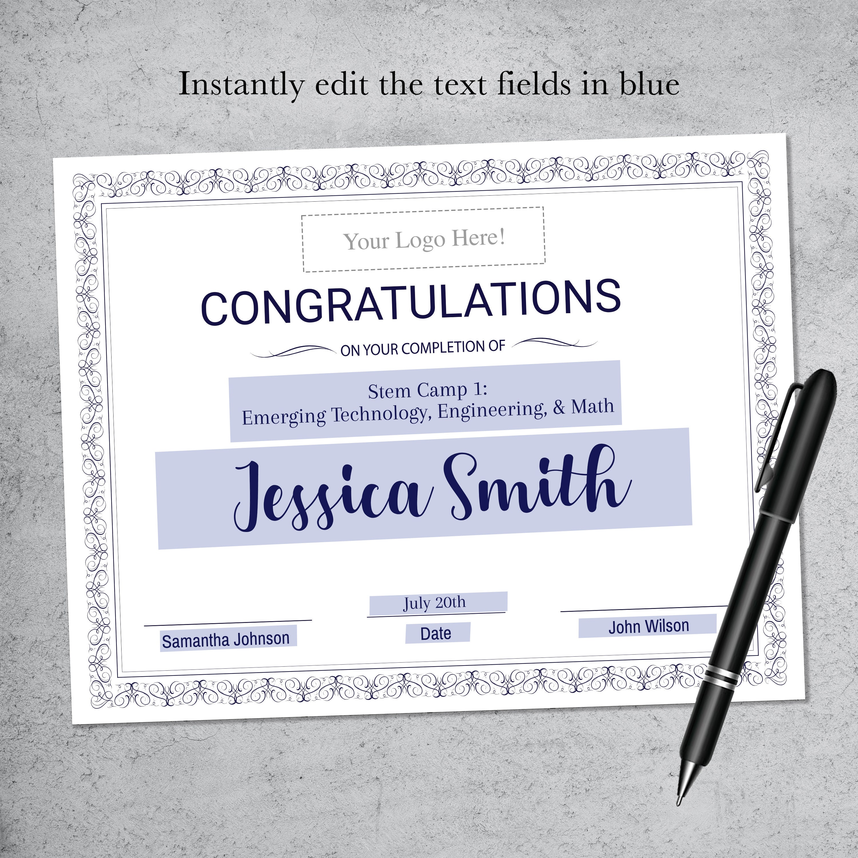 Editable Logo Certificate Template Printable Certificate - Etsy