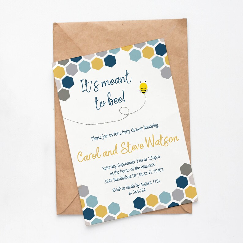 Printable Bee Baby Shower Thank You Cards - Bumble Bee Gender Neutral ...