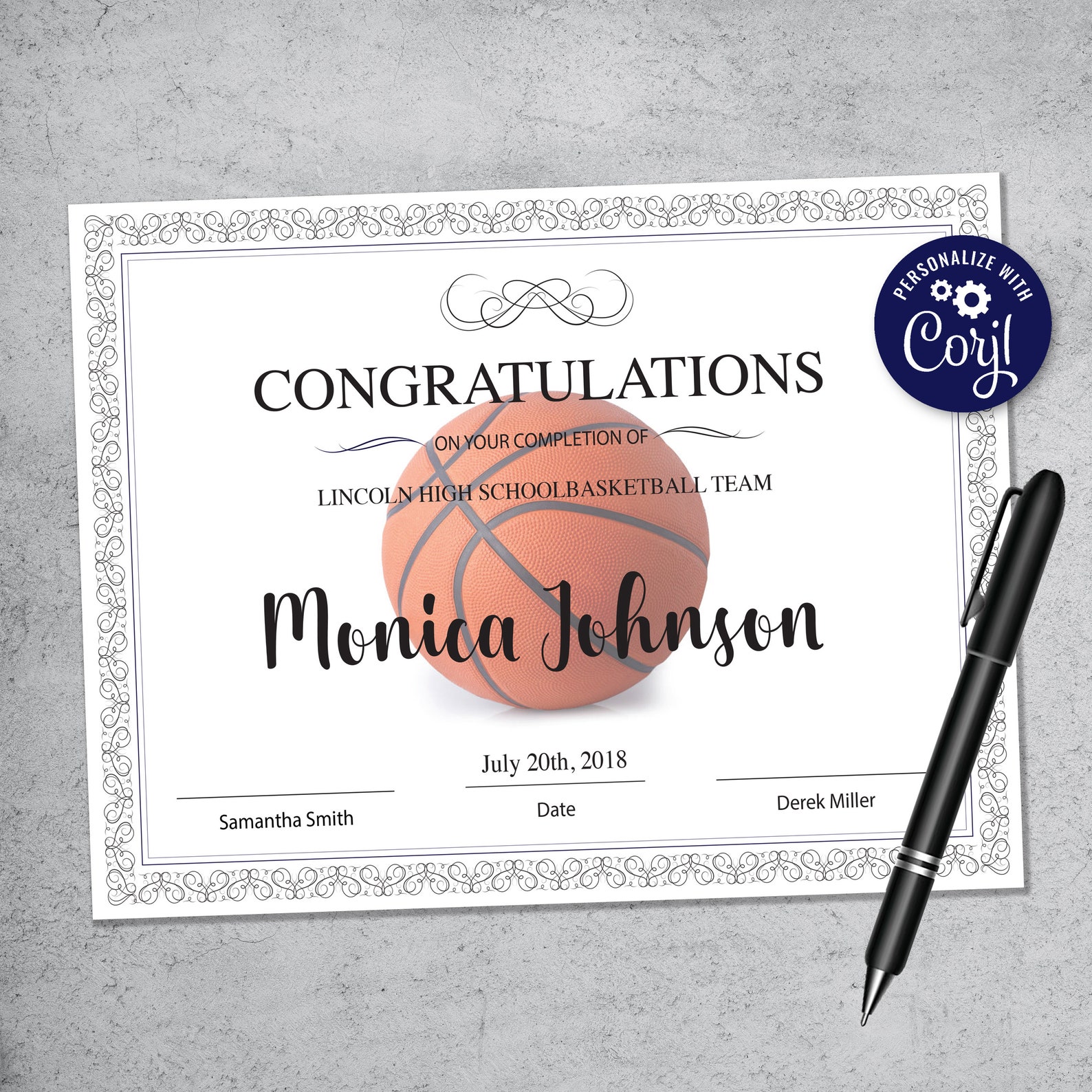 Editable Basketball Certificate Template - Printable Certificate ...