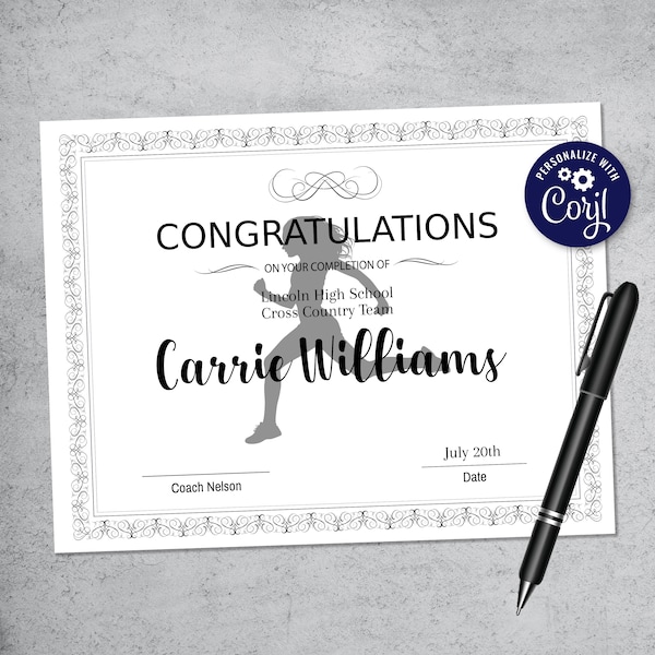 Cross Country Certificate - Etsy