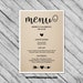 Rustic Wedding Menu Cards Wedding Food Cards Printable - Etsy