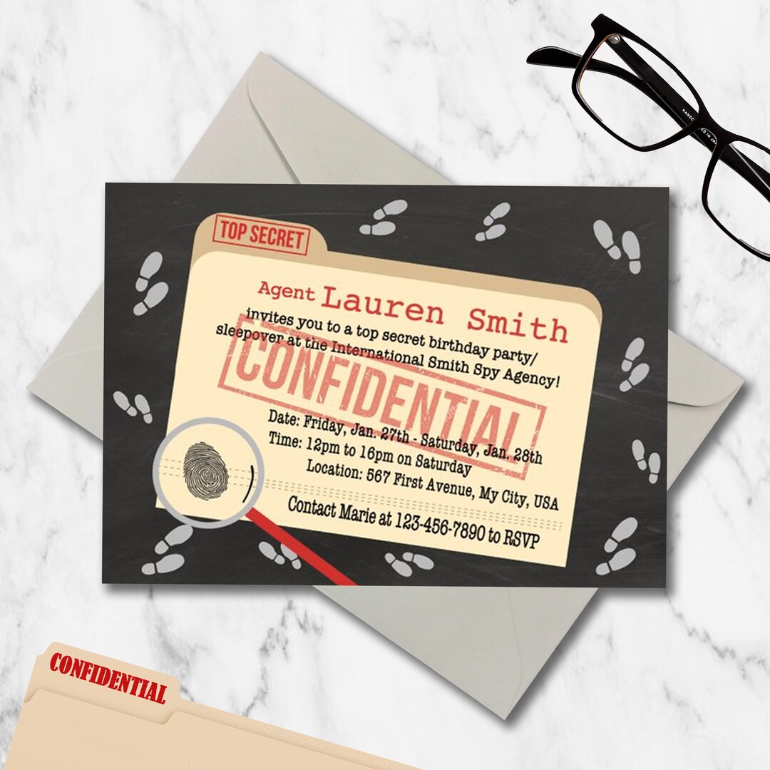 Printable Spy Invitation Party for Kids Birthday Party - Detective ...