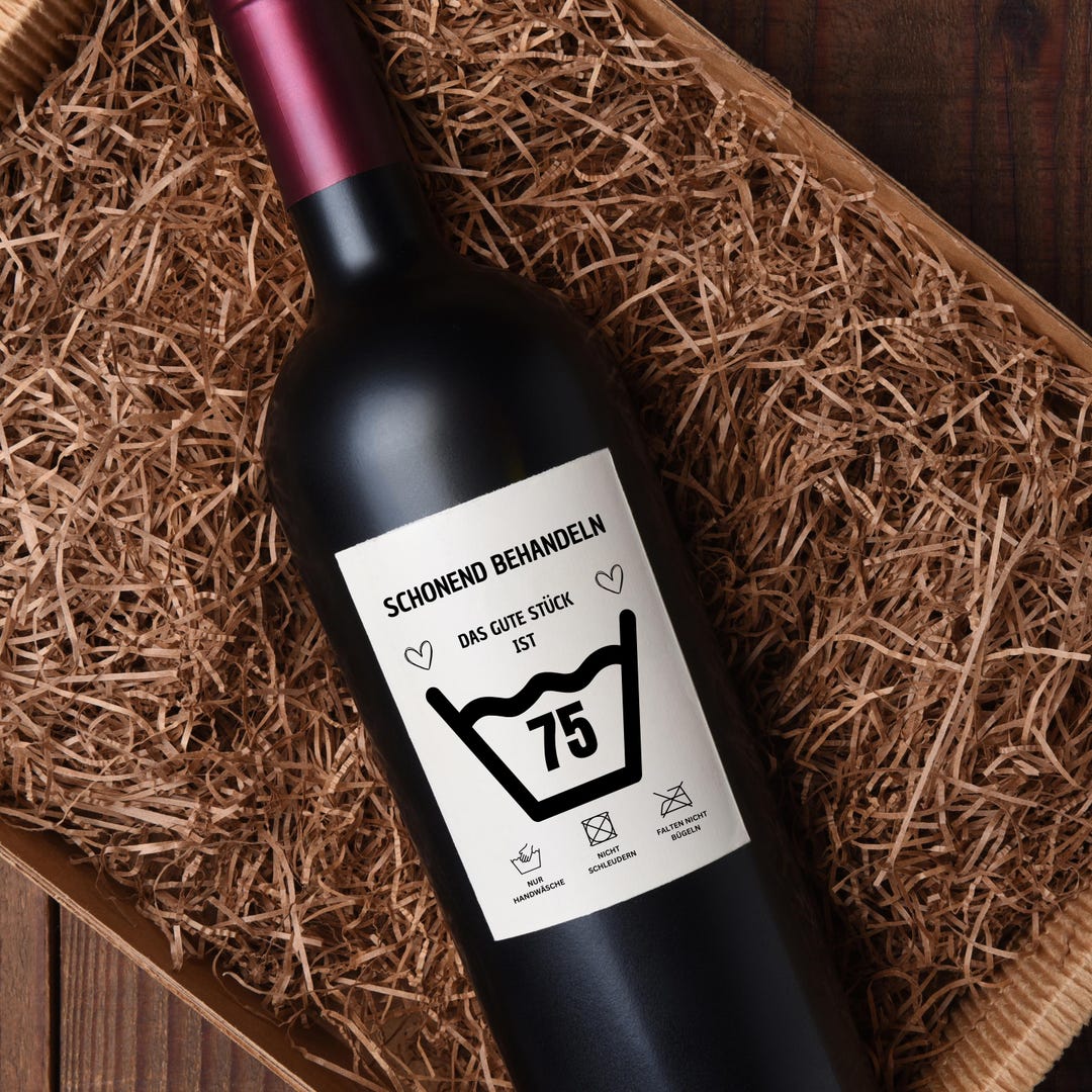 Wine Label 75th Birthday | Birthday Present | Digital Download | Print ...