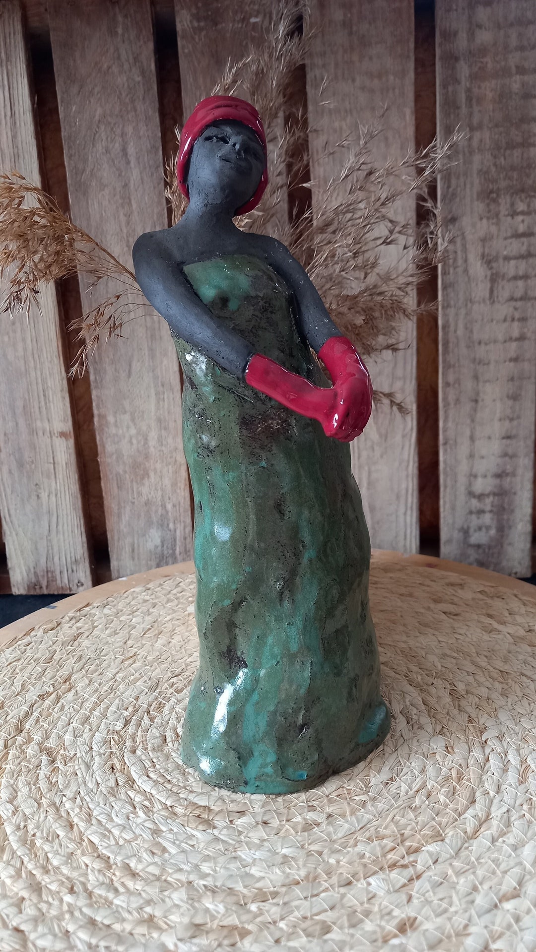 Clay Sculpture Woman, Ceramic Sculpture, Decorative Figure, Handmade ...