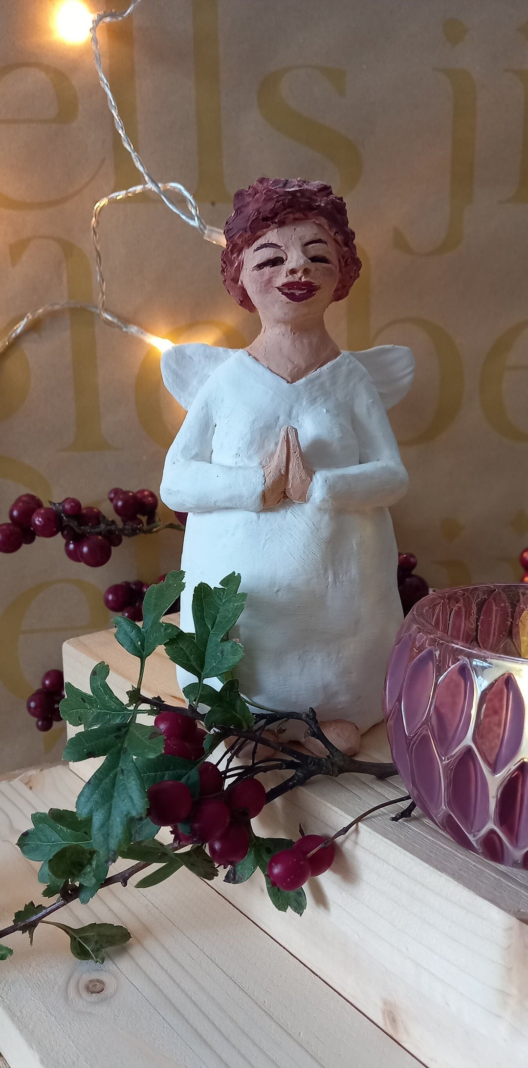 Smiling Angel, Ceramic Sculpture, Christmas Gift, Decorative Angel ...
