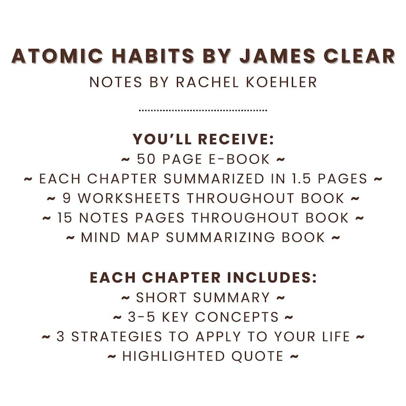 Atomic Habits by James Clear: Workbook & Summary | PDF Download - Etsy