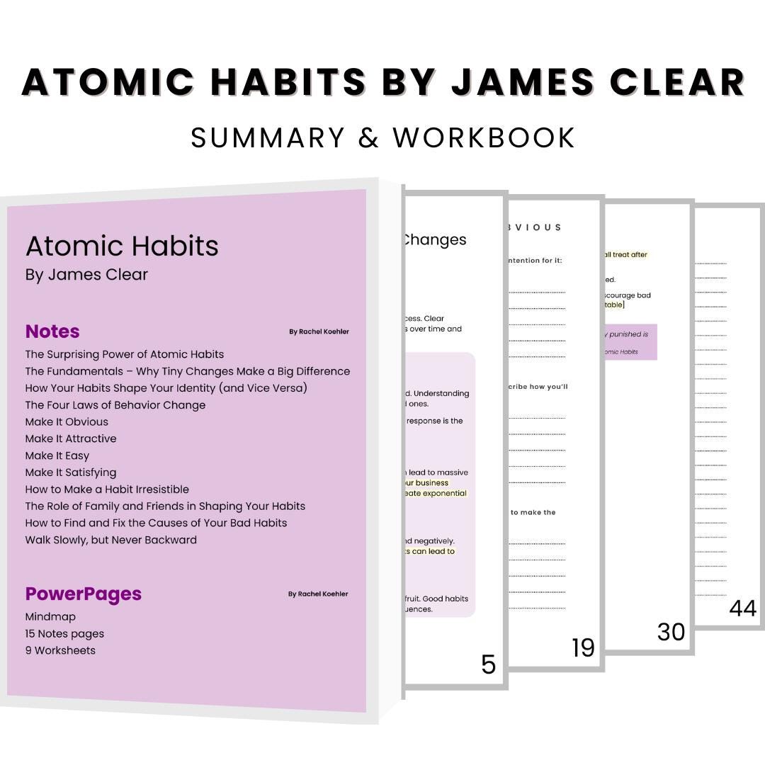 Atomic Habits by James Clear: Workbook & Summary | PDF Download - Etsy