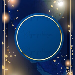 Blue and Gold Blank Editable Card Template for Any Occasion, Bring an ...