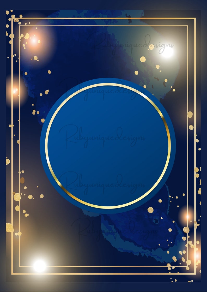 Blue and Gold Blank Editable Card Template for Any Occasion, Bring an ...
