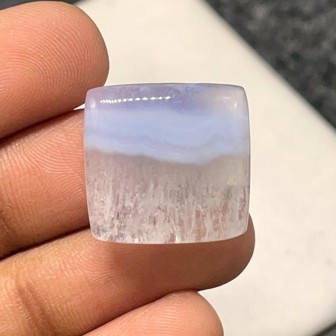 Blue Lace Chalcedony With Quartz, Cushion Cabochon, 18x17x6 MM, 18 CTS ...