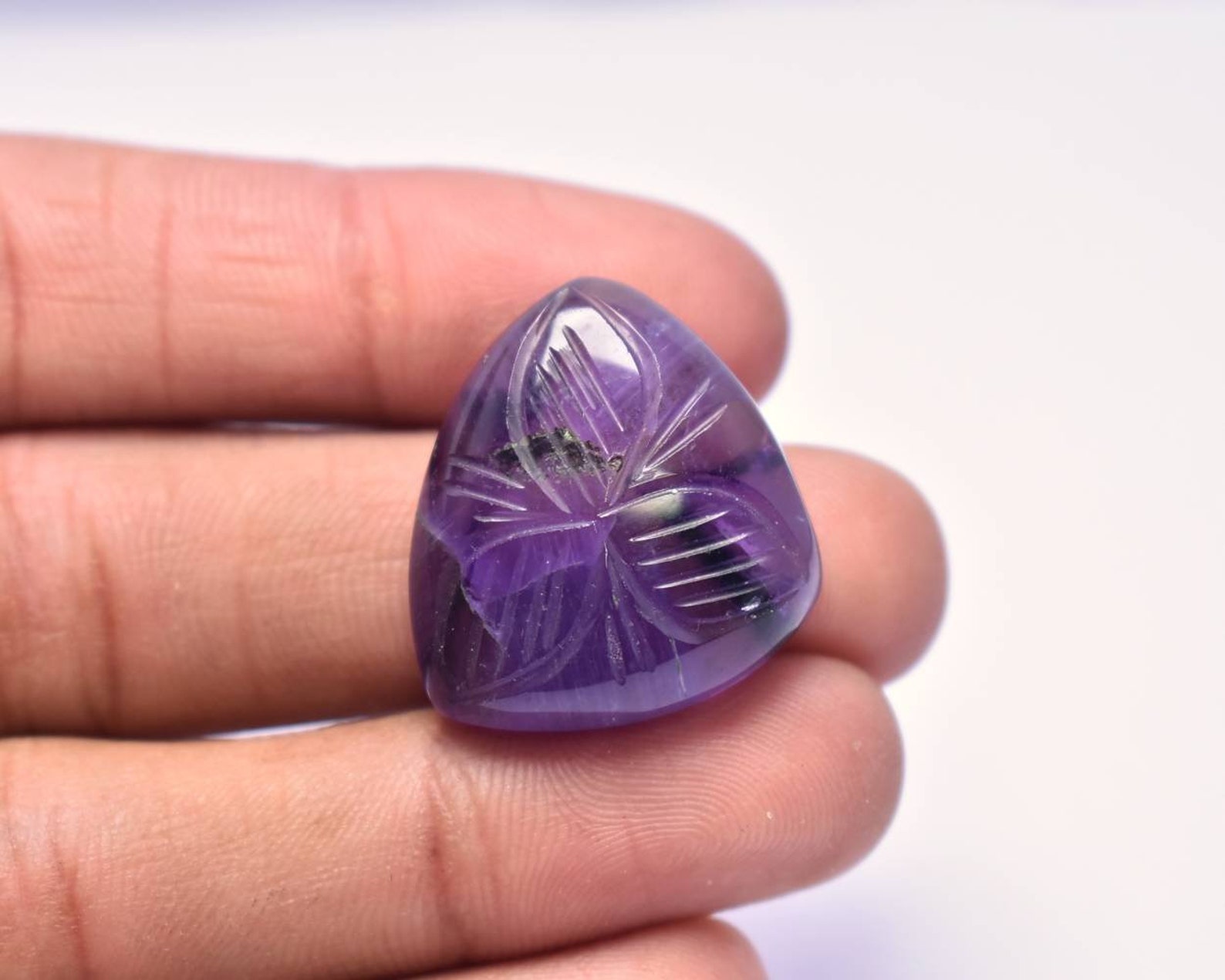 Amethyst Carving Freeform Cabochon 27x23x6 MM 37 CTS | Etsy