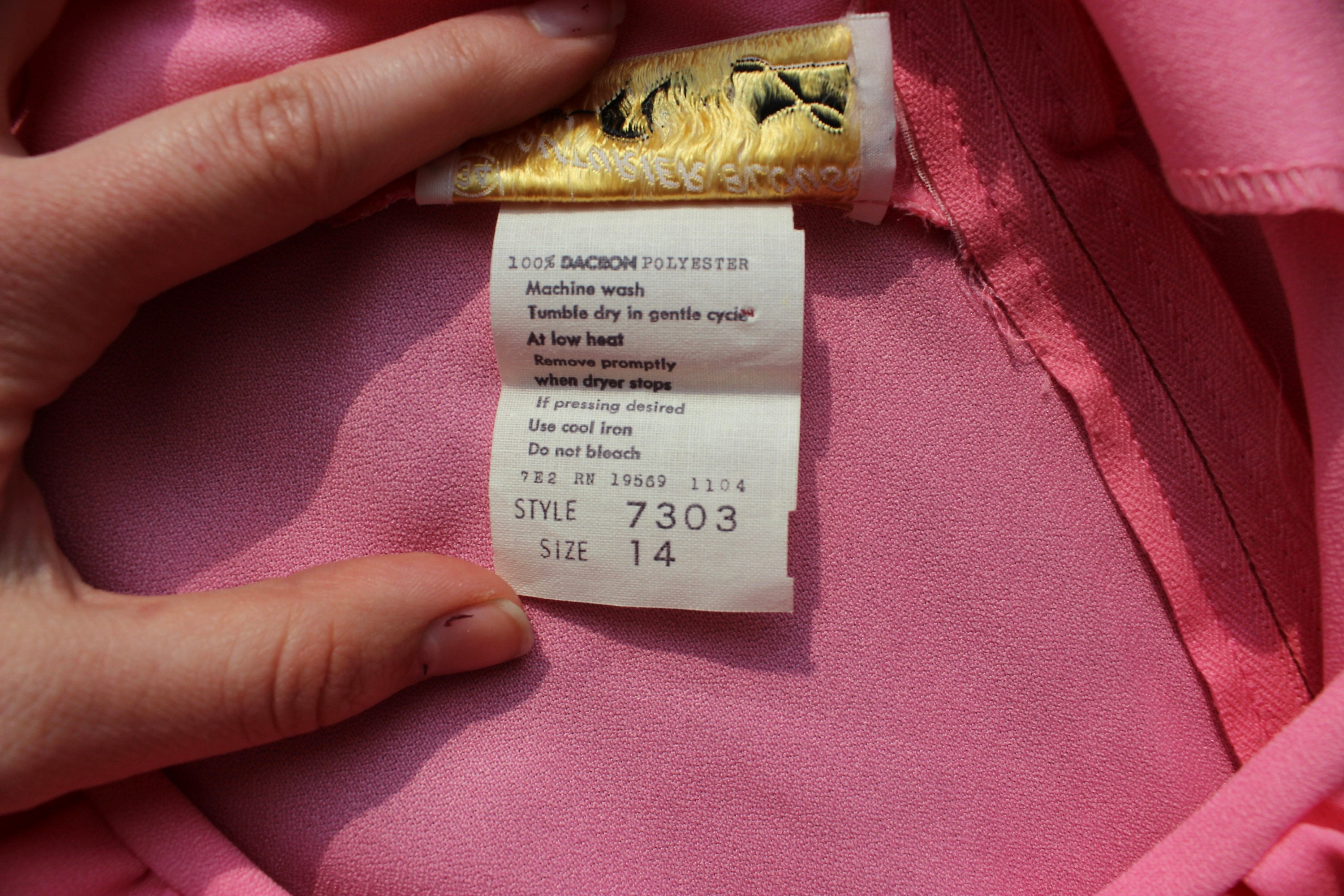 Vintage Rhoda Lee Women's Bright Pink Secretary Ruffled Blouse, Long ...