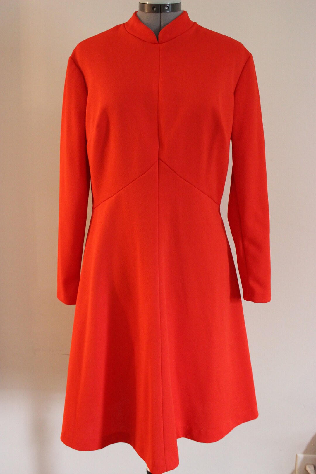 Vintage 1970s Double Knit Polyester Red Dress, Size 16 - Etsy