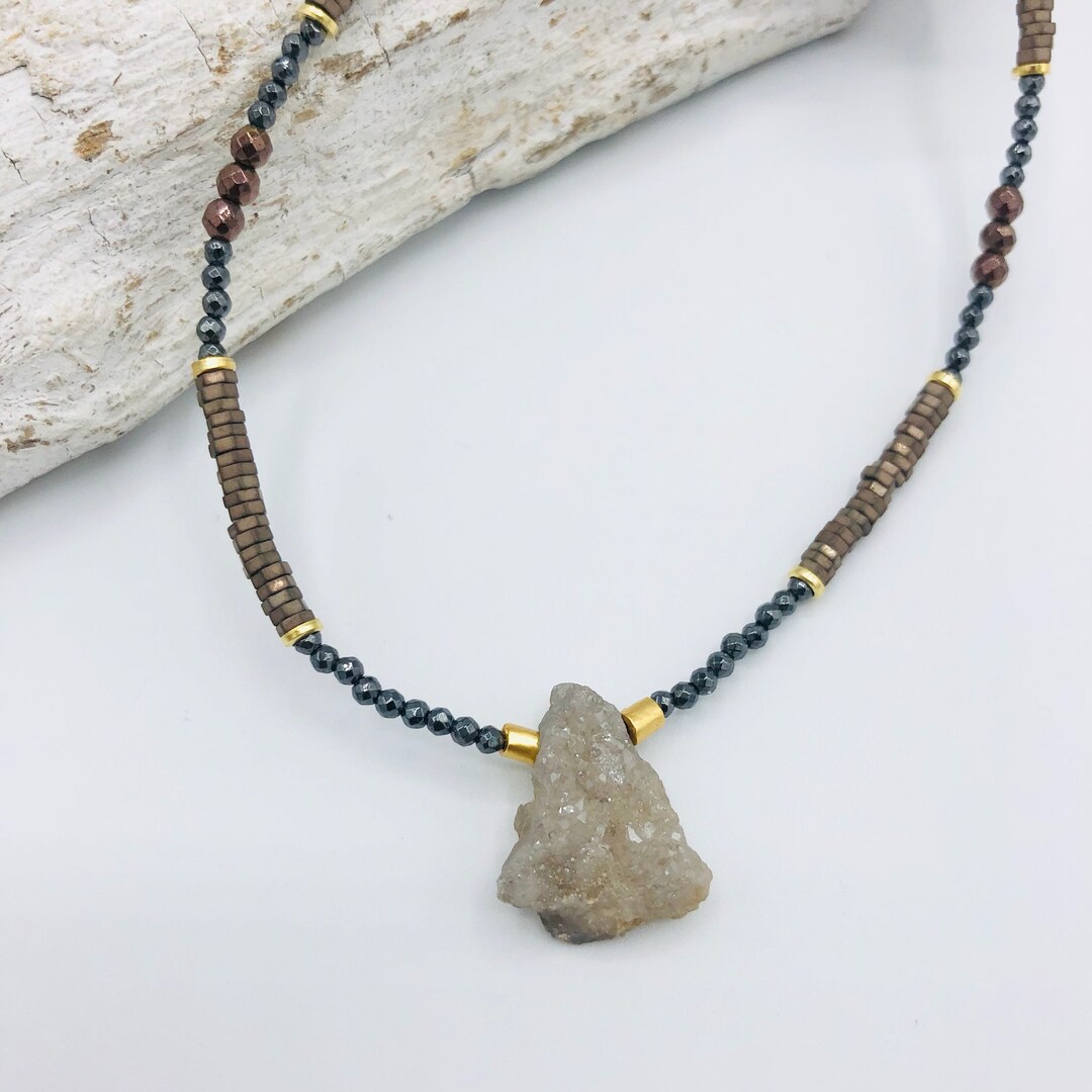 Short Chain Pyrite Natural Stone Filigree Delicate - Etsy