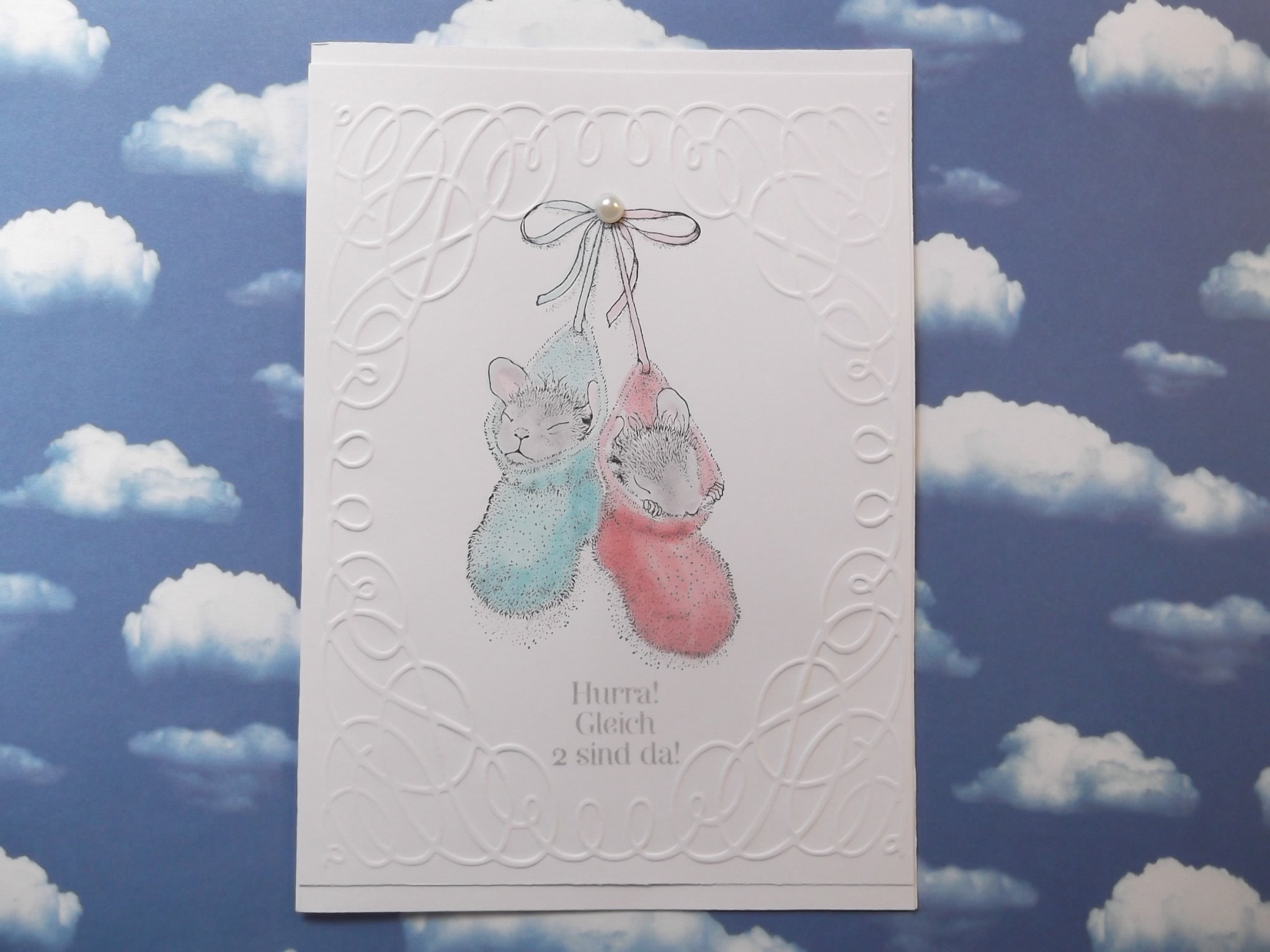 Karte zur Geburt von Zwillingen / Mädchen & Junge | Etsy